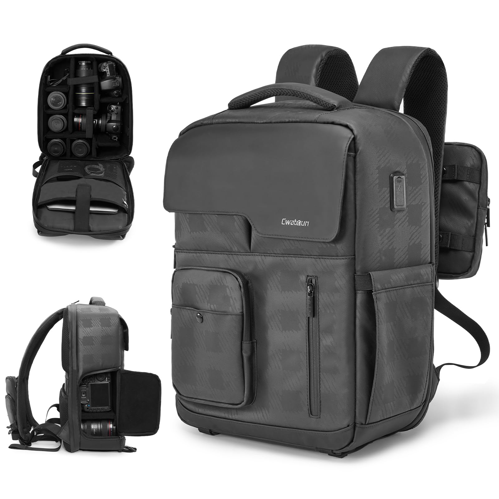 Amazon.com : Cwatcun Camera Backpack Waterproof Camera Bag, Multi ...