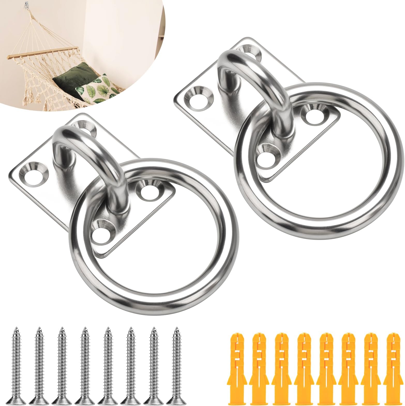 Amazon.com: AccEncyc 2Pcs M8 Ceiling Hooks Stainless Steel Pad Eye ...