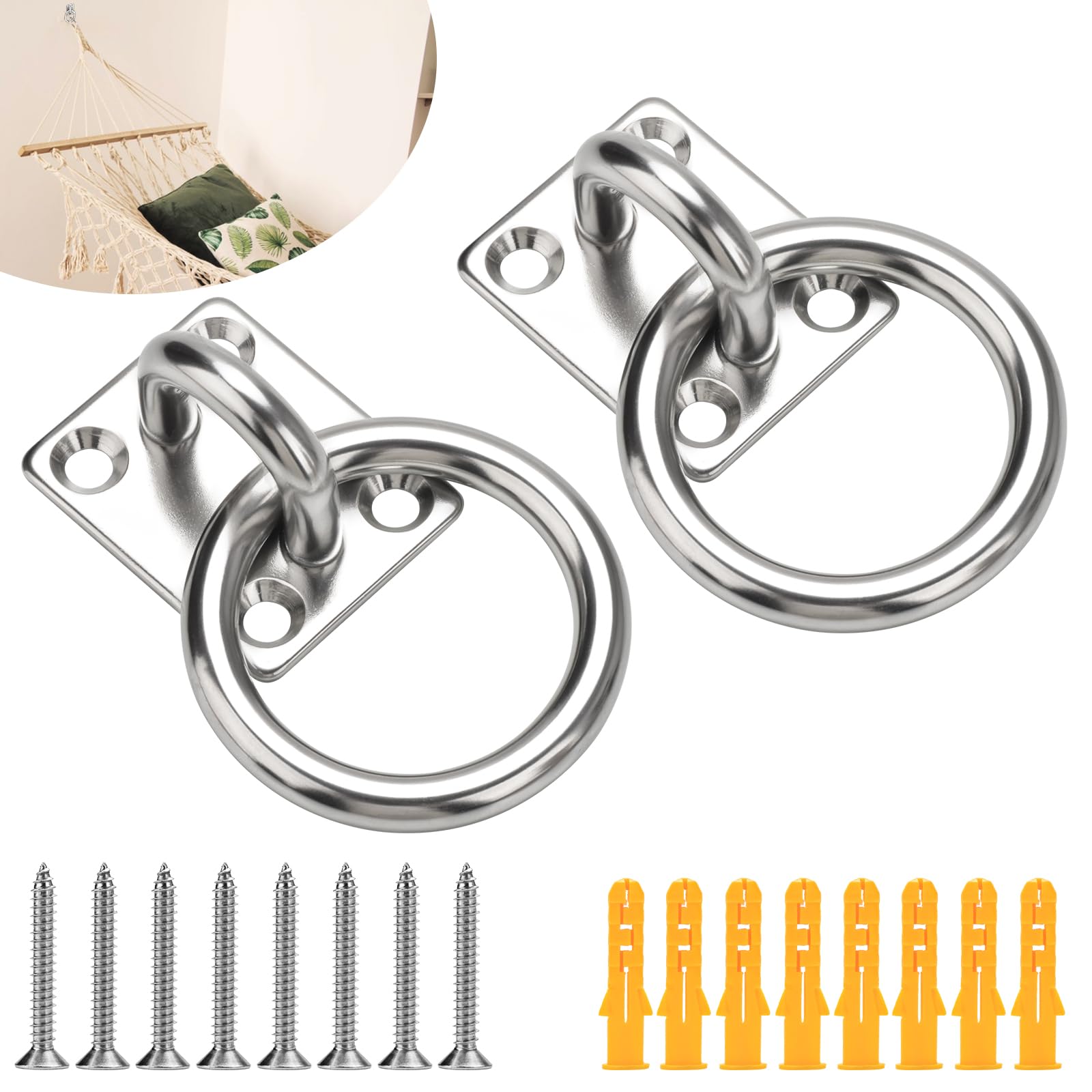 Amazon.com: AccEncyc 2Pcs M8 Ceiling Hooks Stainless Steel Pad Eye ...