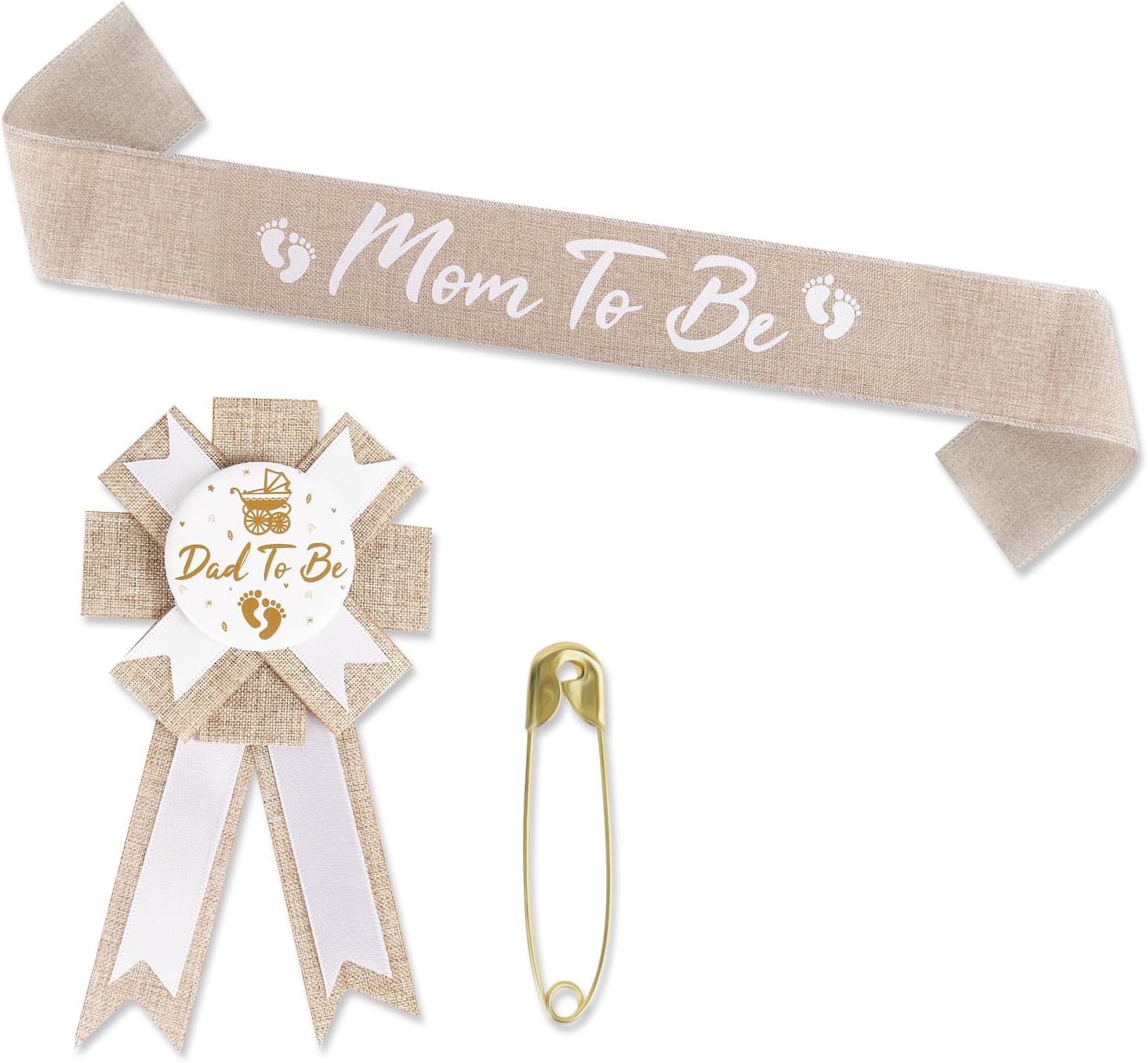 Rustic Boho Mom To Be Sash And Daddy To Be Badge Pins For