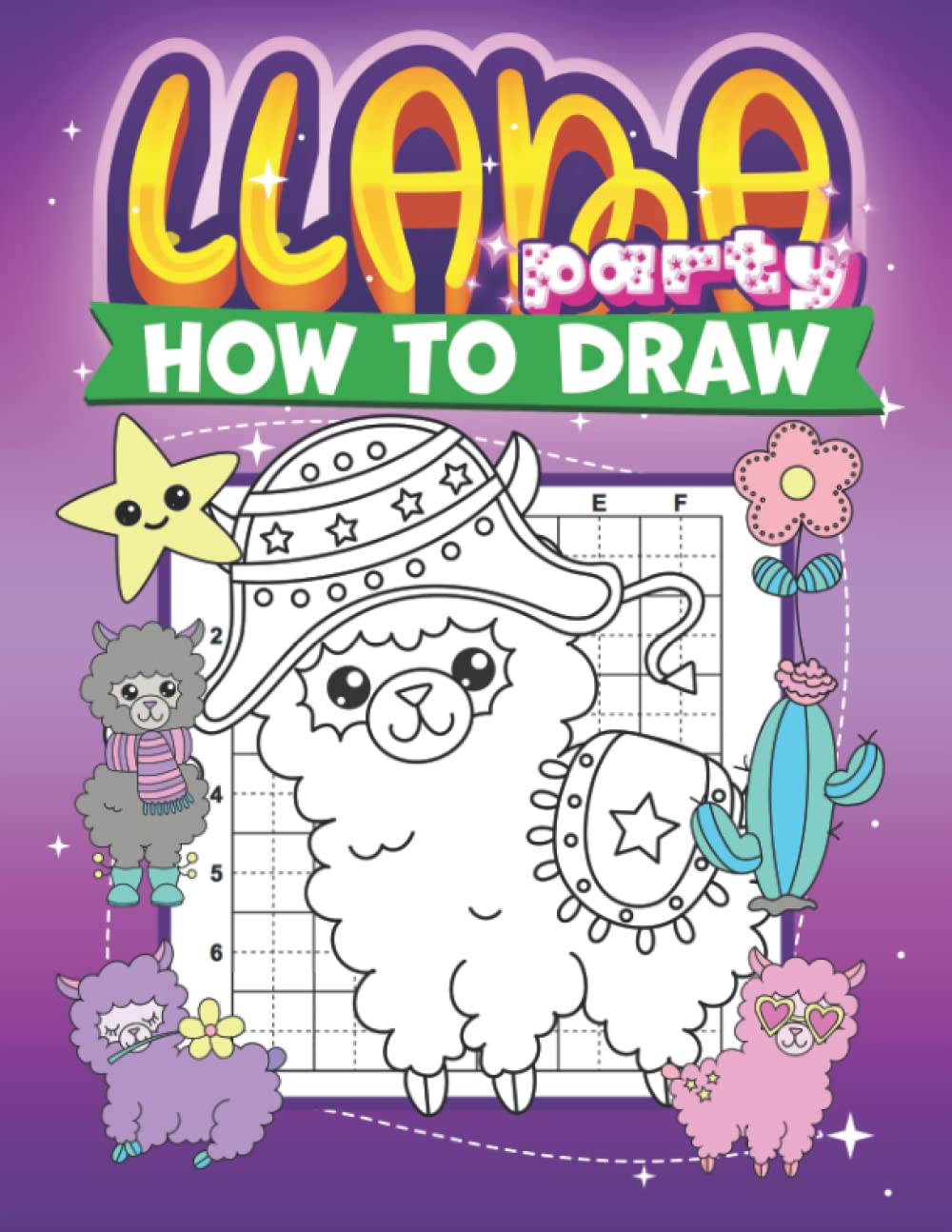How to Draw Llama Party: Fun & Easy Step by Step Grid Drawing Guide to ...