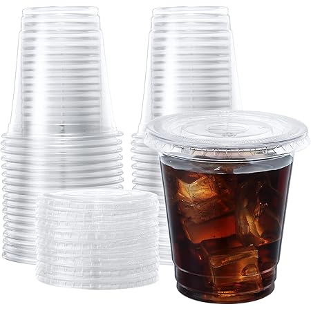 Amazon.com: Eupako 8 oz Plastic Cups with Lids, Clear Disposable Cups ...