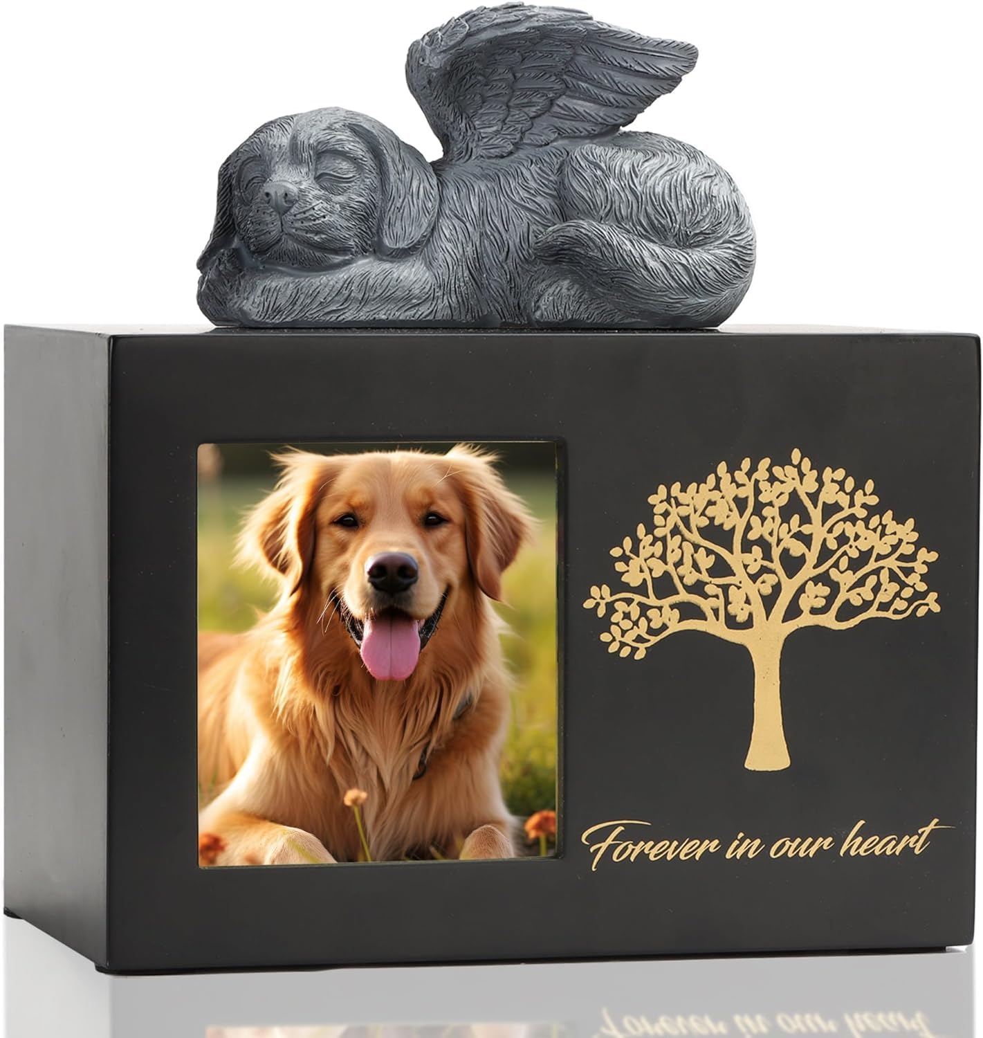 DiDiBirDi Pet Urn for Dog Ashes Dog Box Wooden Black Dog Urns for Ashes ...