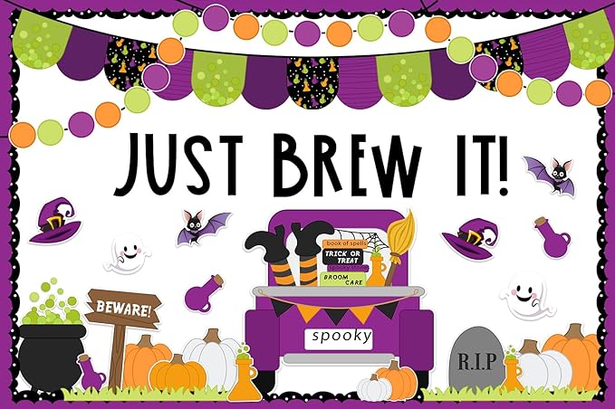 Amazon.com: AnyDesign 94Pcs Halloween Bulletin Board Decoration Kit ...
