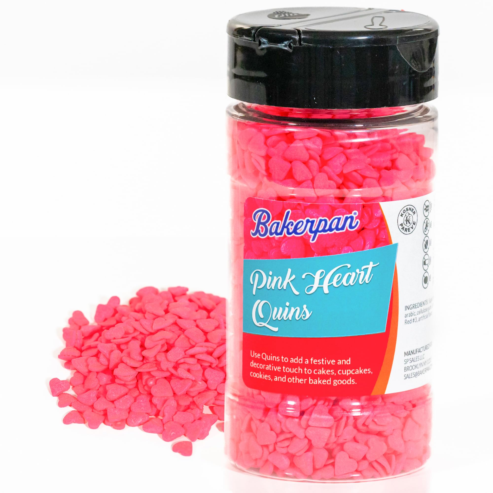 Amazon.com: Bakerpan Heart Sprinkles for Baking - Pink Heart Sprinkles ...