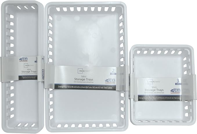 Amazon.com: Mini Storage Trays Bin Bundle- Basic Square 3pk, Slim ...