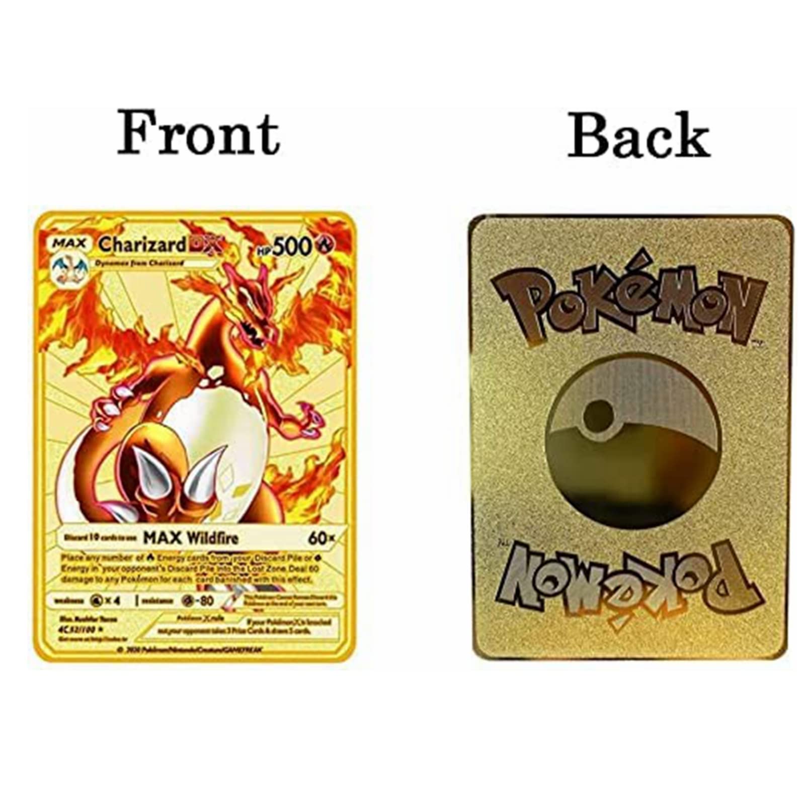 4Pack Charizard Vmax Metal Gold Plated Card, Charizard Vmax Cards for ...