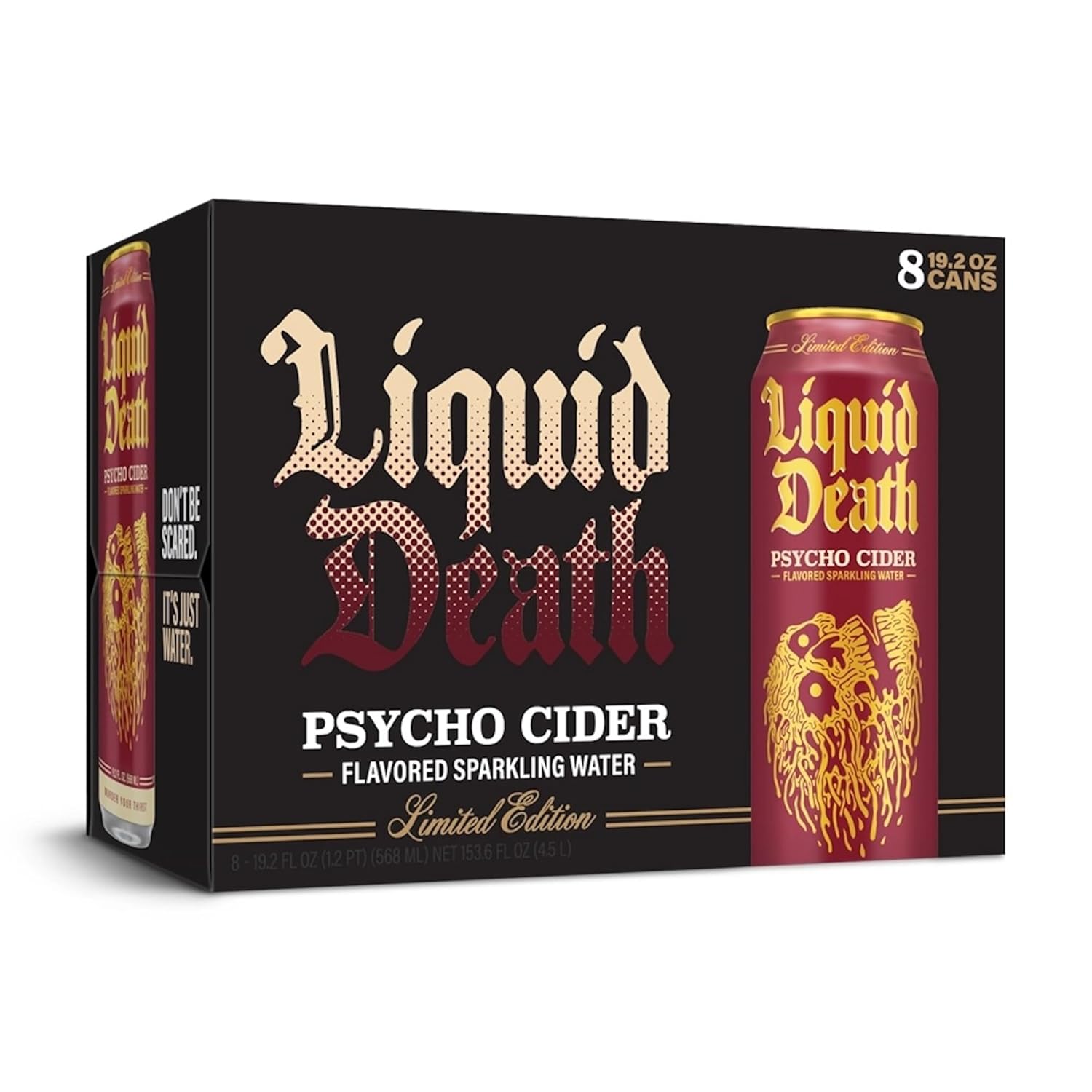 Liquid Death, Psycho Cider Sparkling Water, Apple Cider Flavored ...