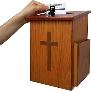 Christian Church Tithes & Offering Prayer Box - Wood Suggestion Box ...