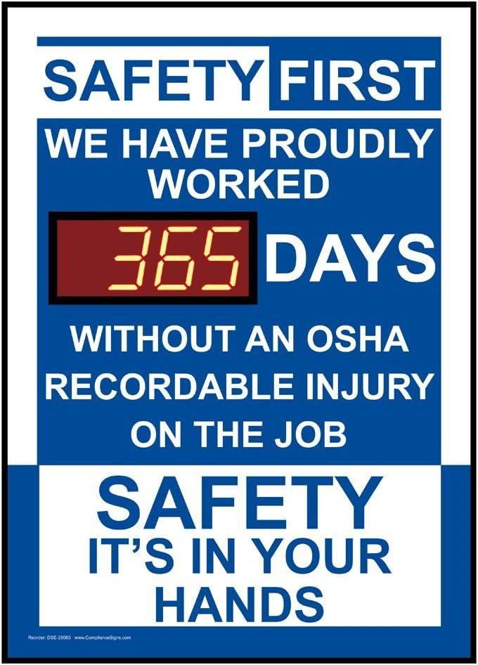 Amazon.com : Days Without Injury Safety First Sign DSE-25063 Safety ...
