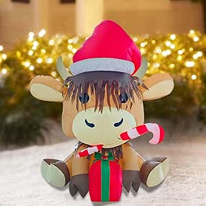 Amazon.com: Christmas Inflatables Cow Christmas Decorations Inflatable ...