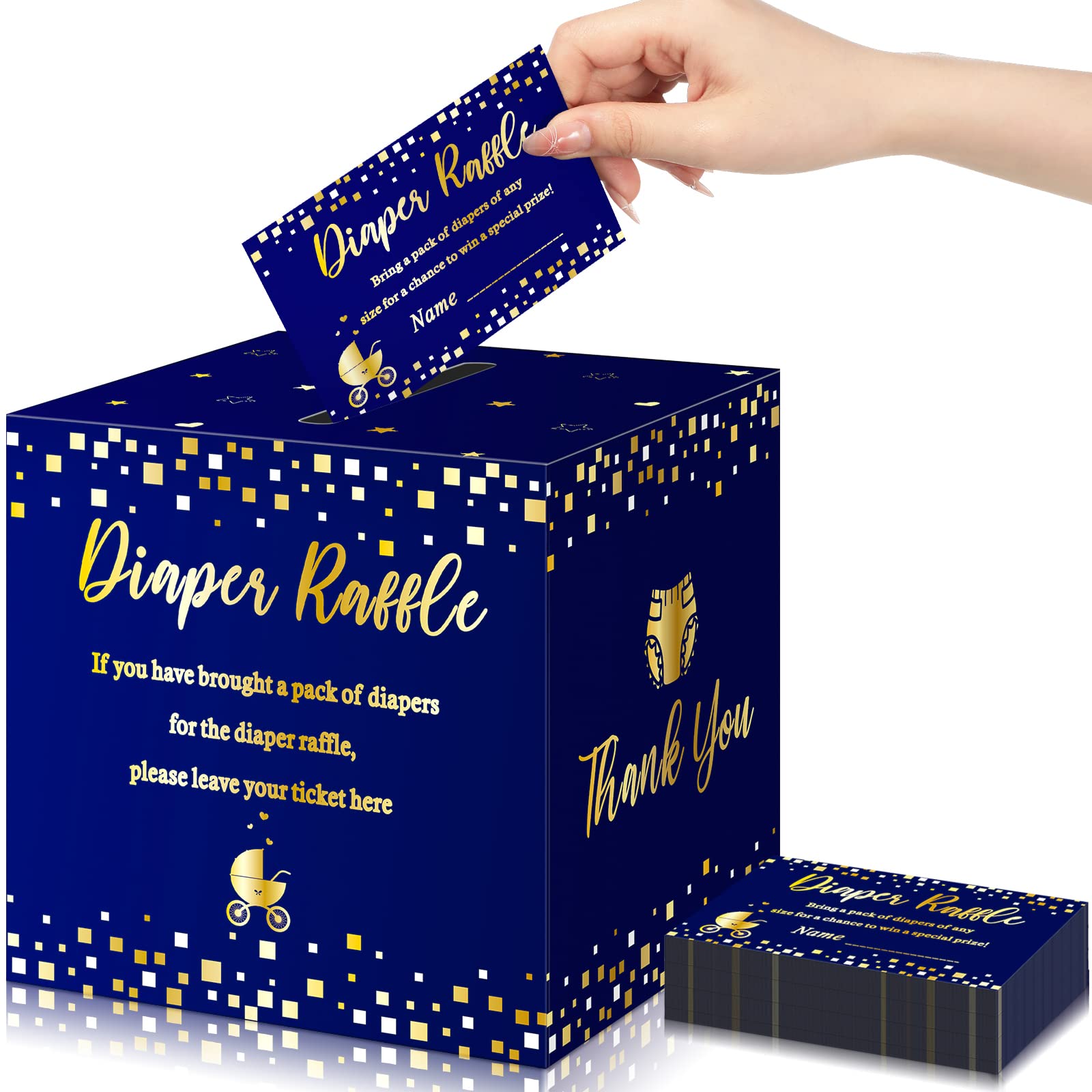 Amazon.com: Funrous 50 Diaper Raffle Tickets with Box for Baby Shower ...