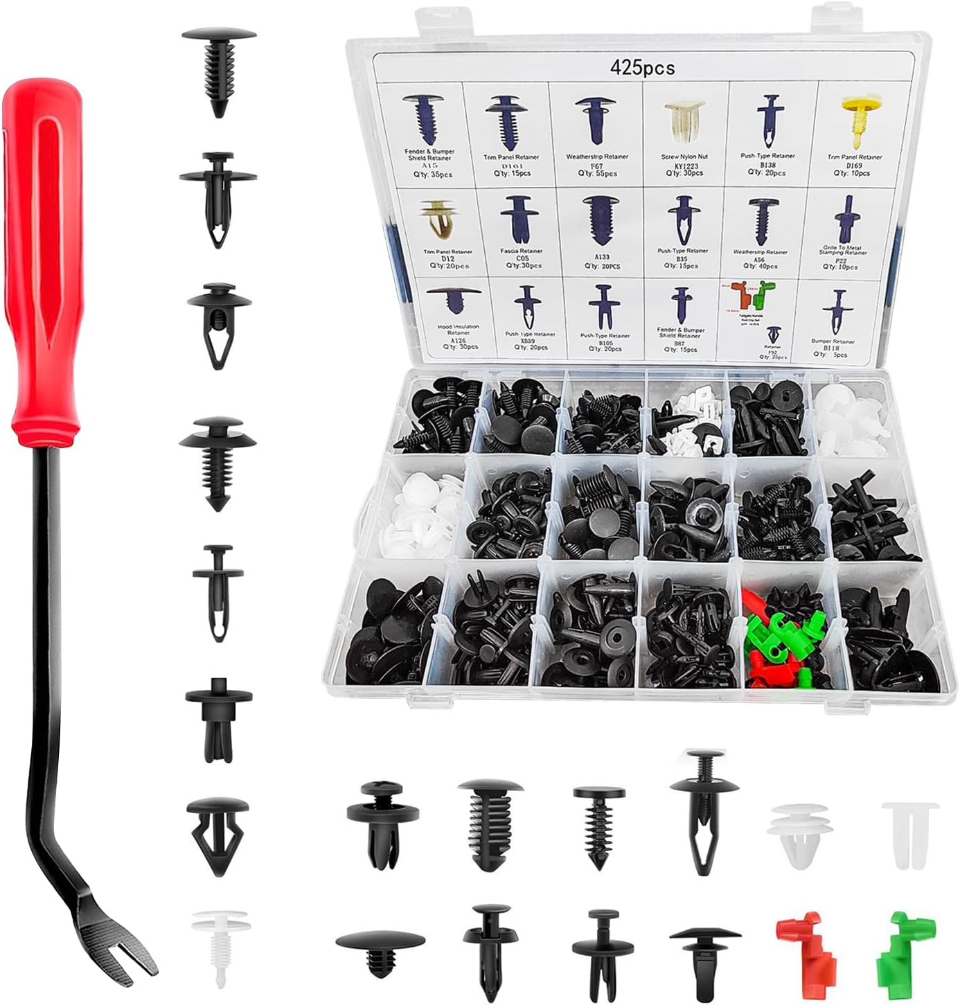 Amazon.com: Dickno 425 PCS Car Body Retainer Clips Set, 19 Popular ...