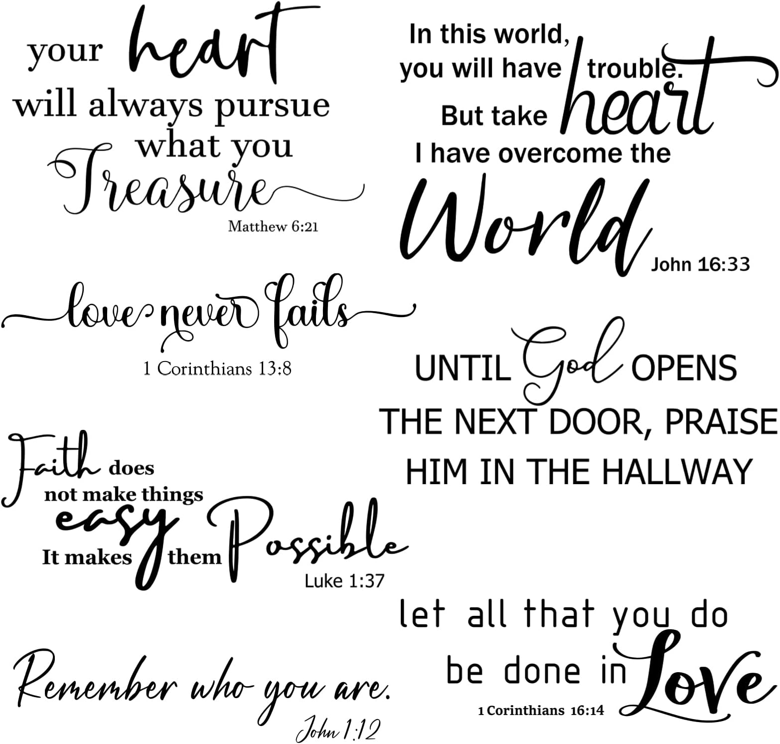 Amazon.com: 12 Pieces Bible Verse Wall Stickers, Inspirational Quote ...