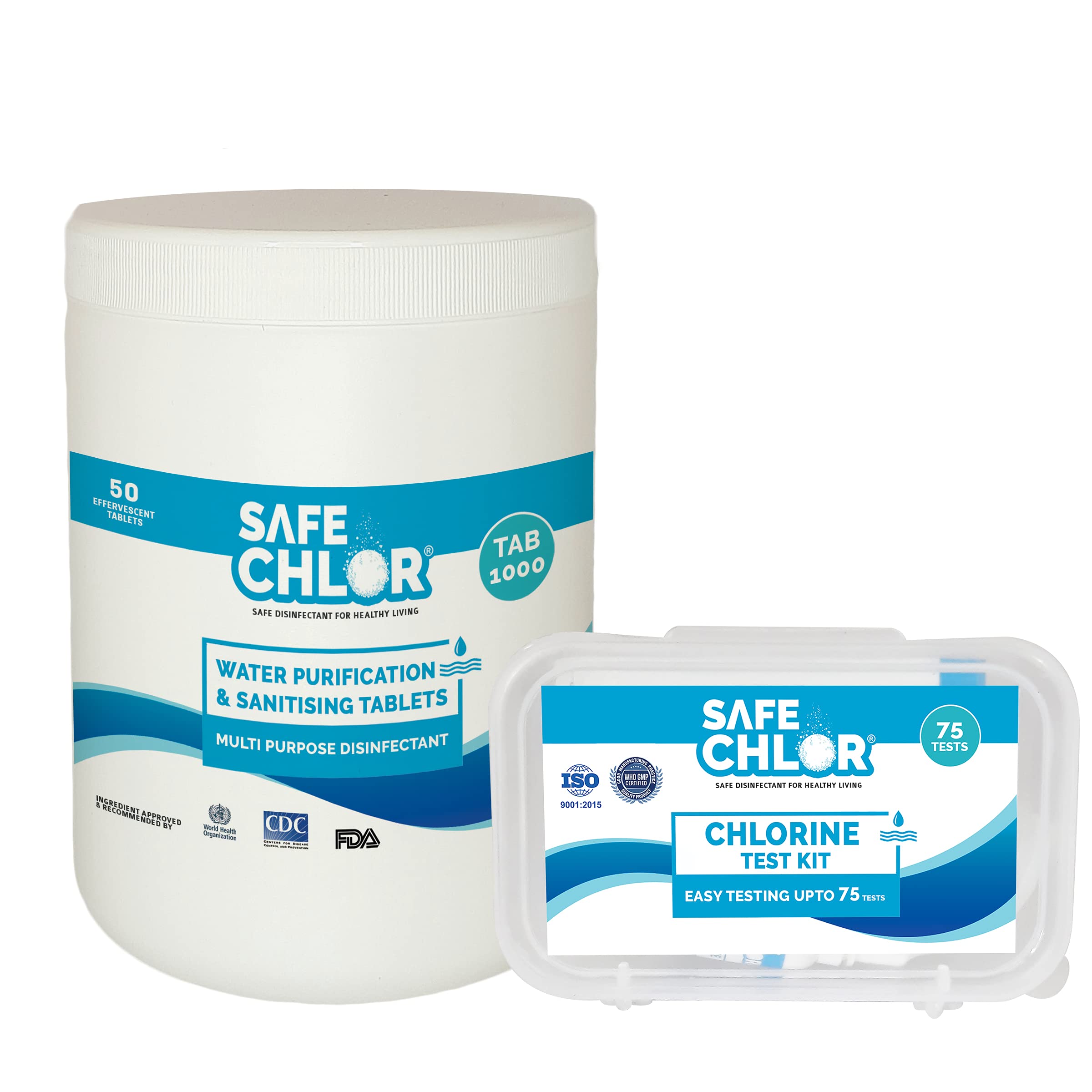Buy Safe Chlor Tab 1000 COMBO PACK | Chlorine s + Test Kit | 50 s / 75 ...