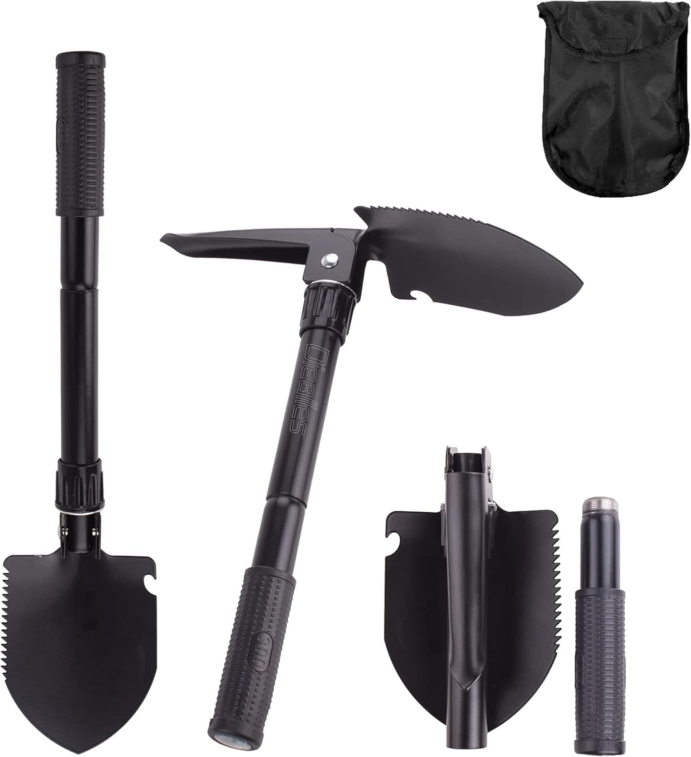 Folding Shovel Pick Spade with Carrier Pouch Digging 3 in 1 Compact ...