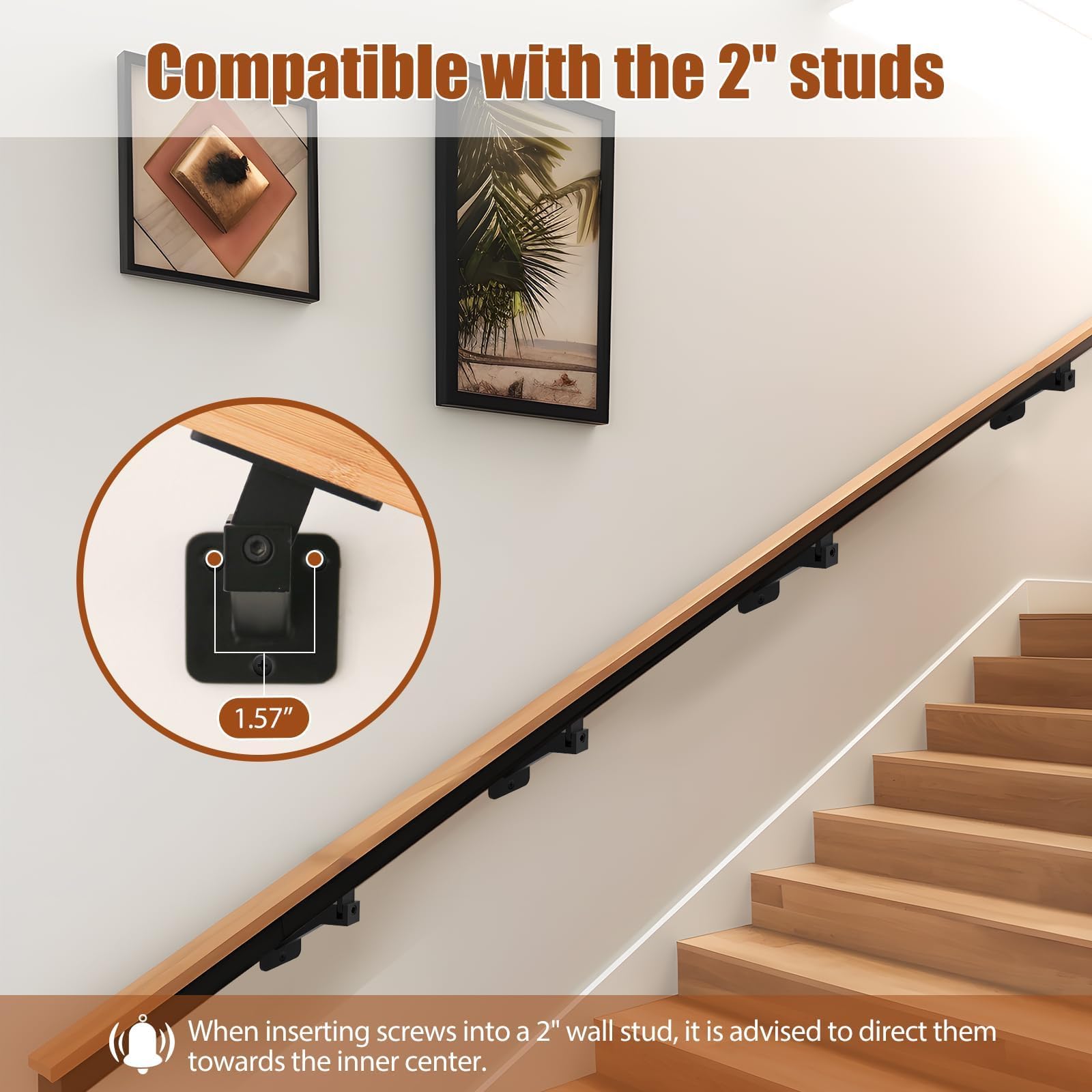 Snapklik.com : 4 Pack Adjustable Handrail Brackets For Indoor Stairs ...