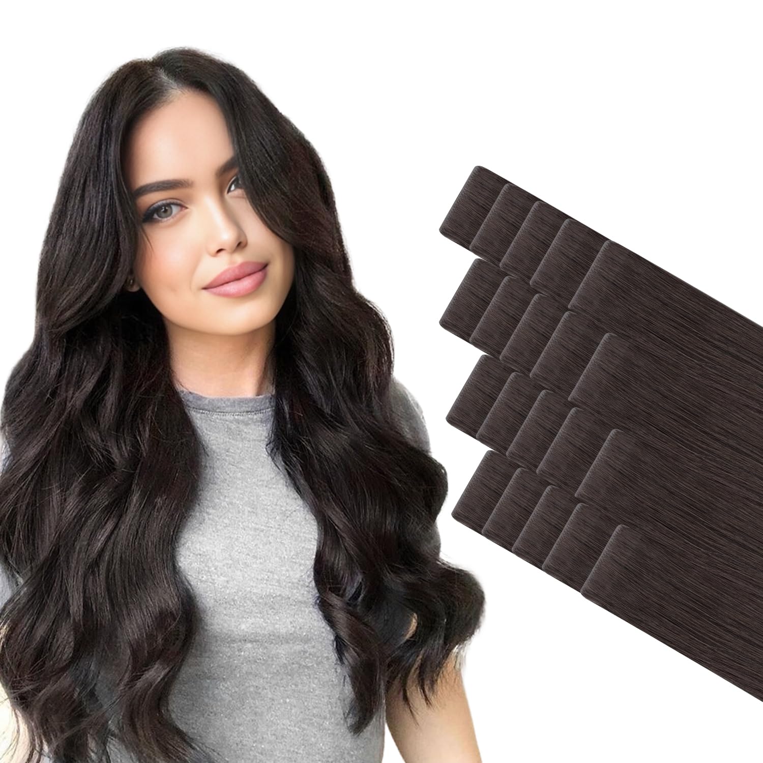 Amazon.com : DOORES Invisi Edge Tape in Hair Extensions Human Hair ...