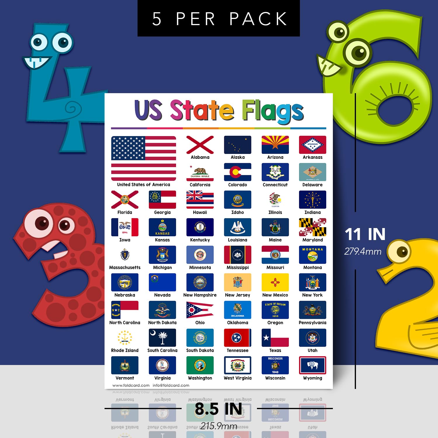 Snapklik.com : USA State Flags Educational Posters For Kids Classroom ...