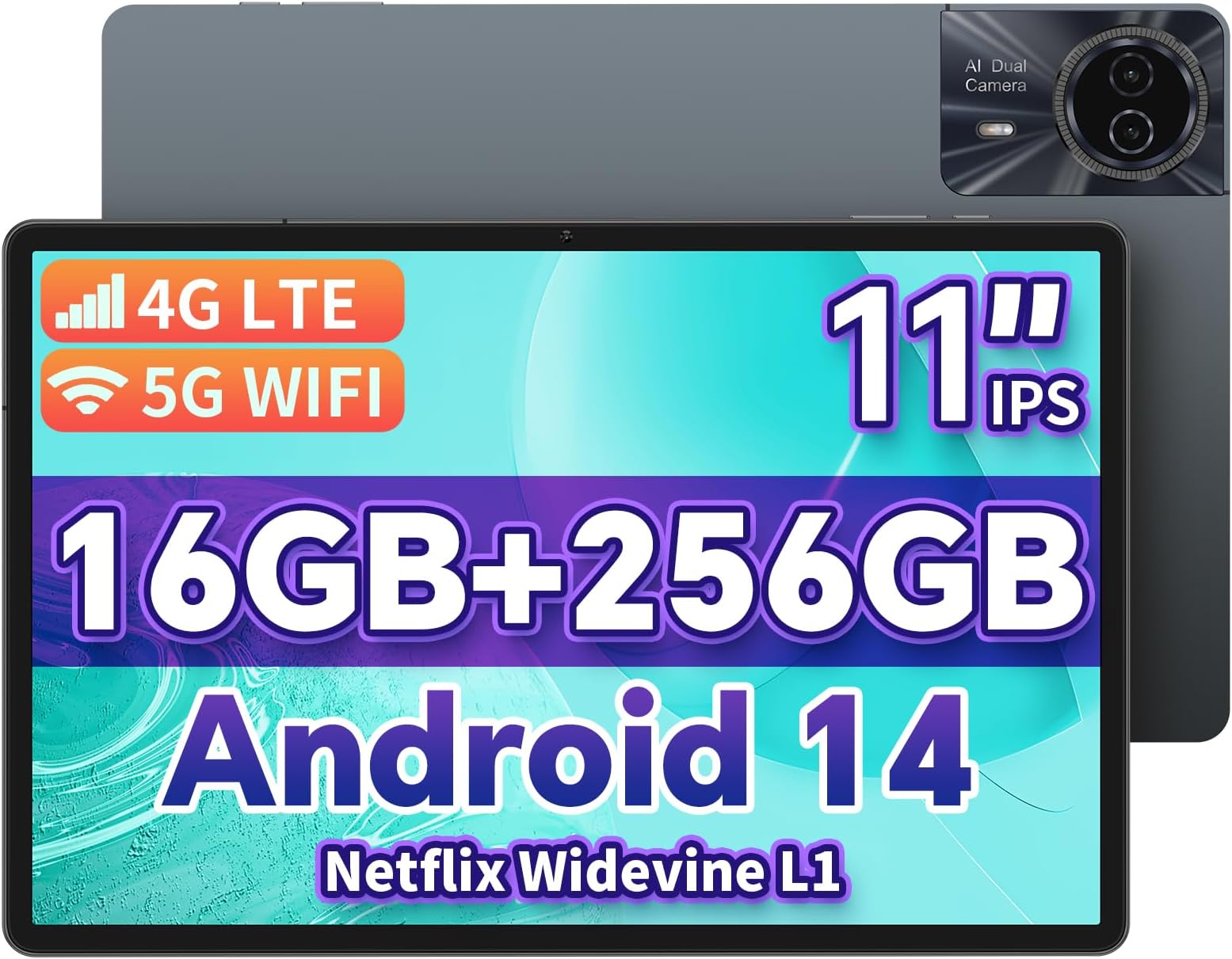 TECLAST Tablet 12 Pollici 90Hz T60Plus Android 14 Tablets 2K, Doppio SIM 4G LTE+5G WiFi, MTK G88 ...