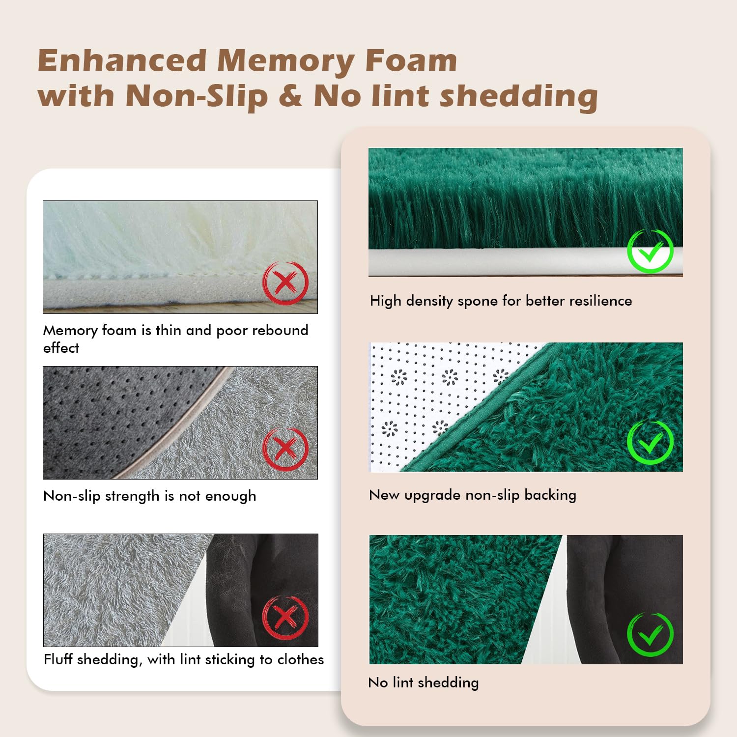 OHWPEAT Shag Soft Area Rugs for Bedroom Deep-Green, 3'x5' Rug, Fluffy ...