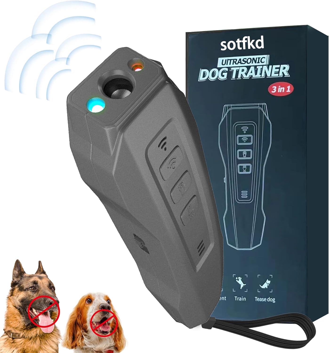 Amazon.com: sotfkd Dog Bark Deterrent Devices, Rechargeable Ultrasonic ...