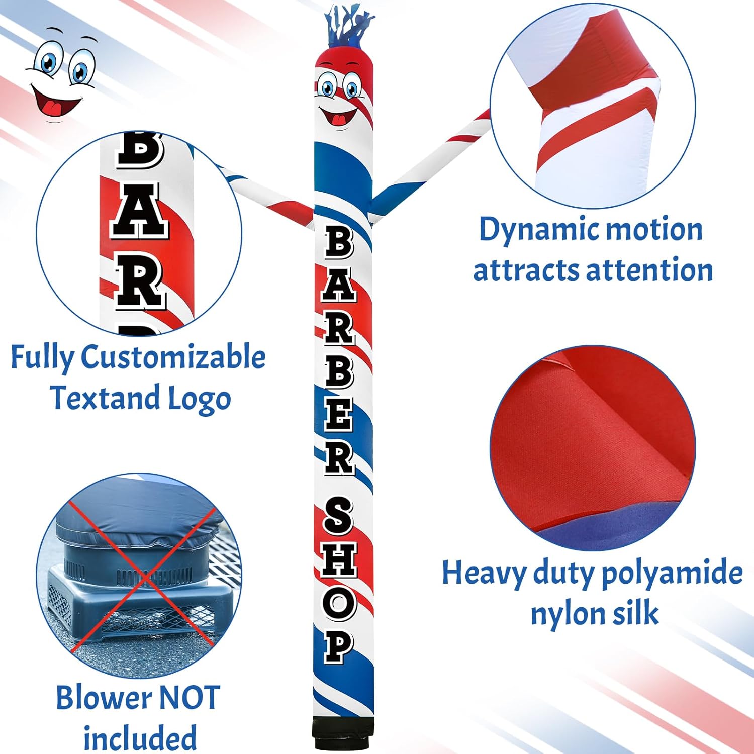 Barber Shop Inflatable Tube Man 20' Tall Blow up Waving Arm Flailing ...