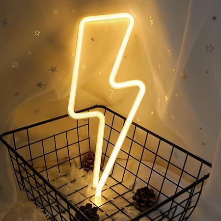 ENUOLI Neon Light Sign LED Lightning Shaped Night Light Wall Decor ...