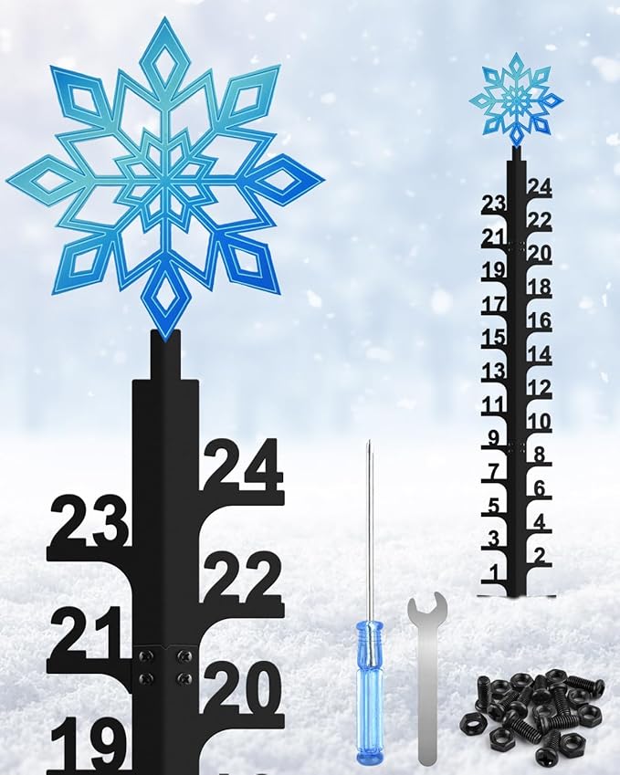 Amazon.com: PACETAP Blue Snowflake Snow Gauge Outdoor Christmas ...
