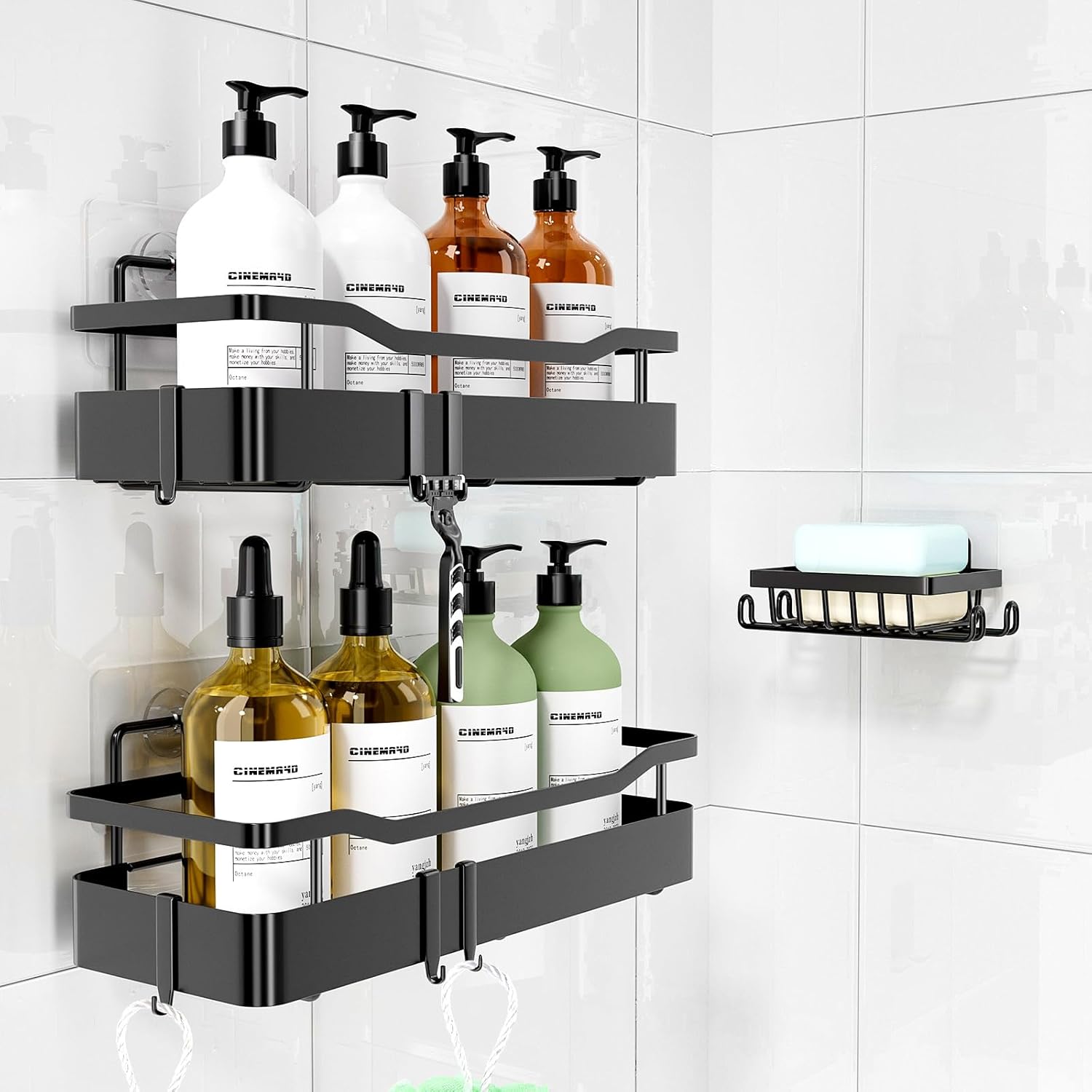 Amazon.com: 3 Pack Shower Caddy Self Adhesive Bathroom Shower Shelves ...
