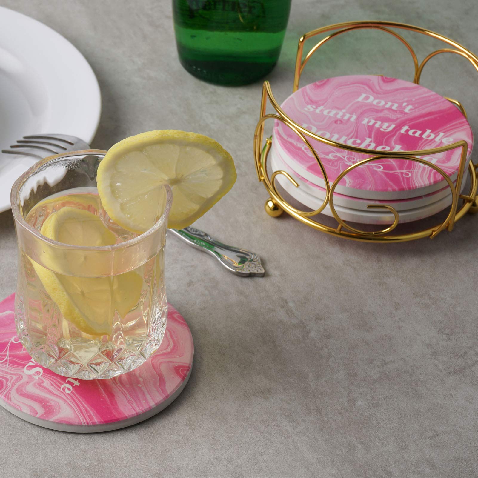 Coasters for Drinks, Funny Drink Coasters Absorbent with Holder 6 Pcs ...