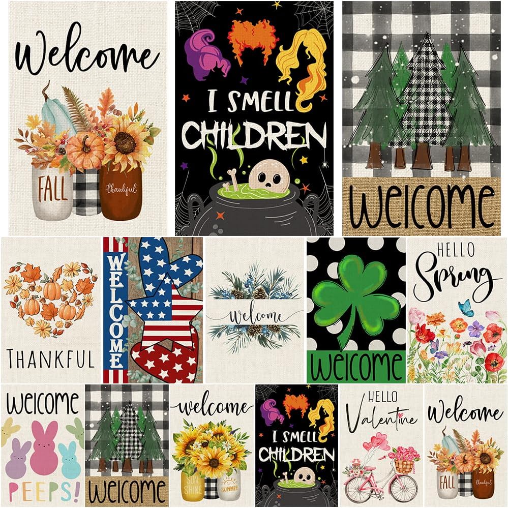 Amazon.com : Double Sided Seasonal Garden Flags Set of 12-12x18 inch ...