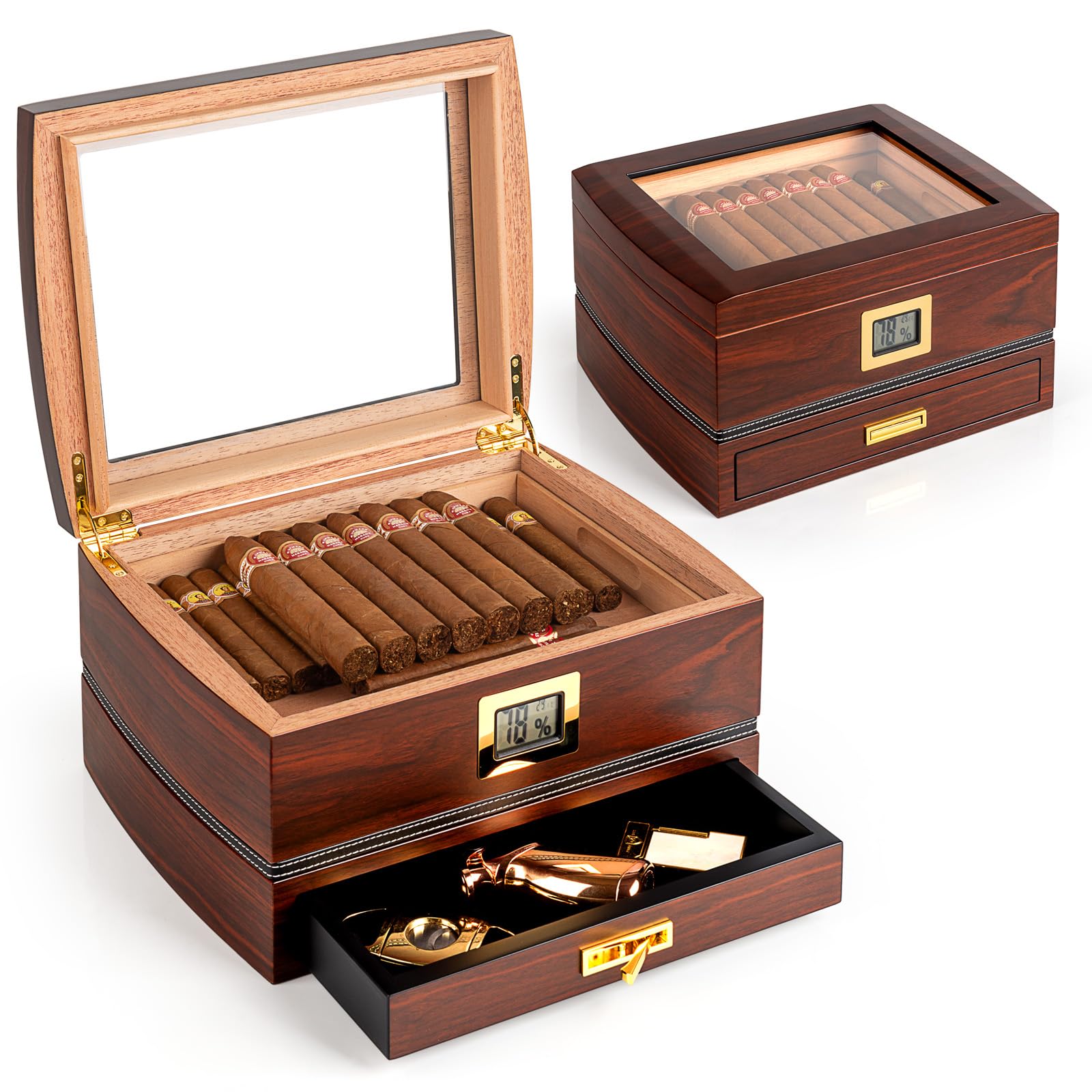Marvero Cigar Humidors, Cedar Wood Humidor with Digital Hygrometer ...