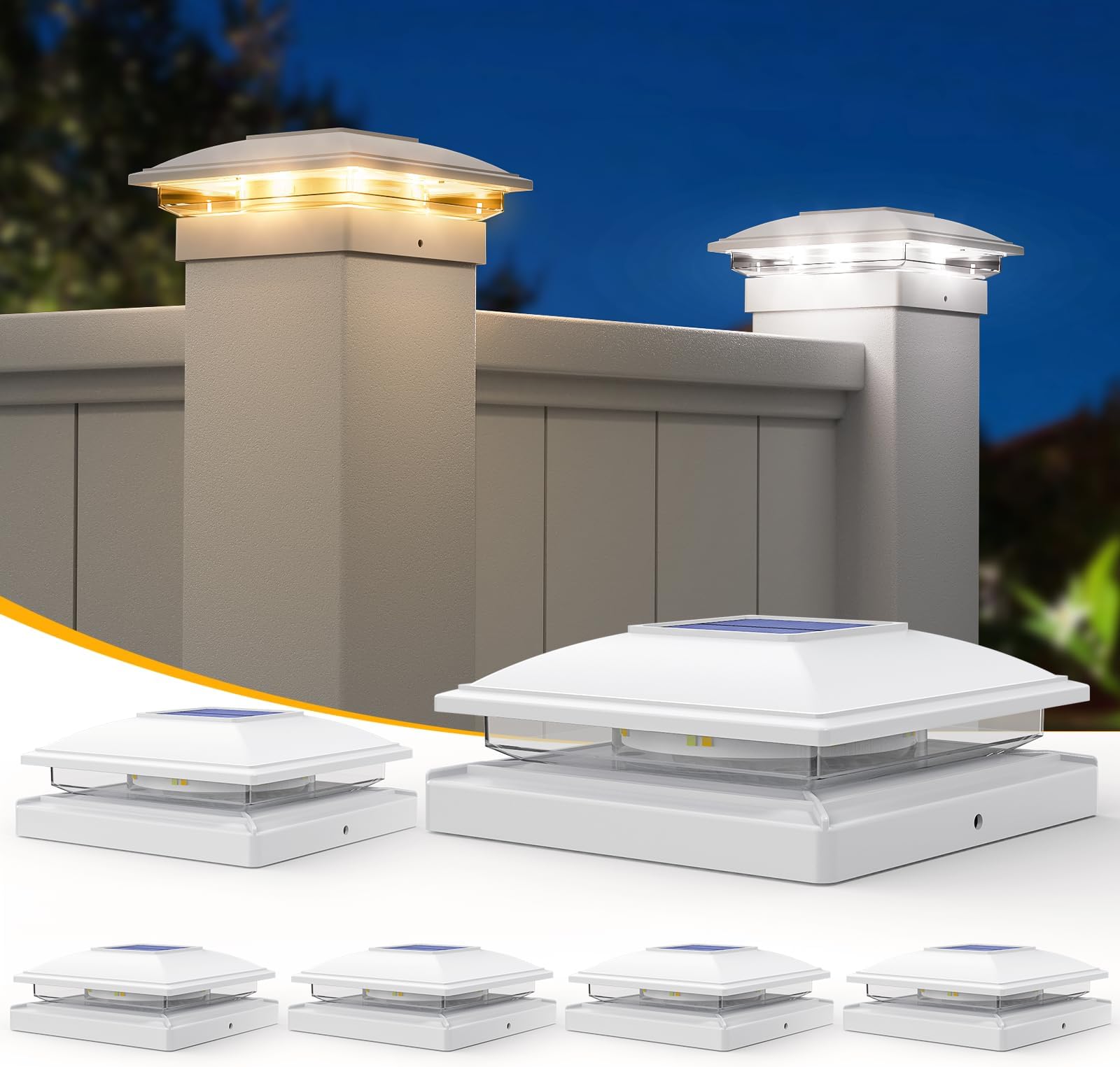 JVK Goods Post Cap Lights Outdoor 8 Pack, Fits 4x4, 5x5, 6x6 Square ...