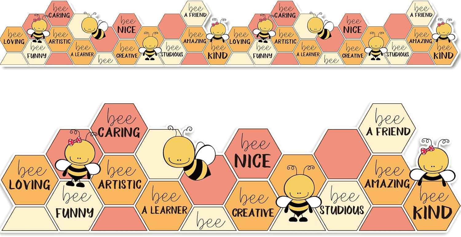 Amazon.com: Whaline 32.8Ft Bee Bulletin Board Border Pink Orange ...
