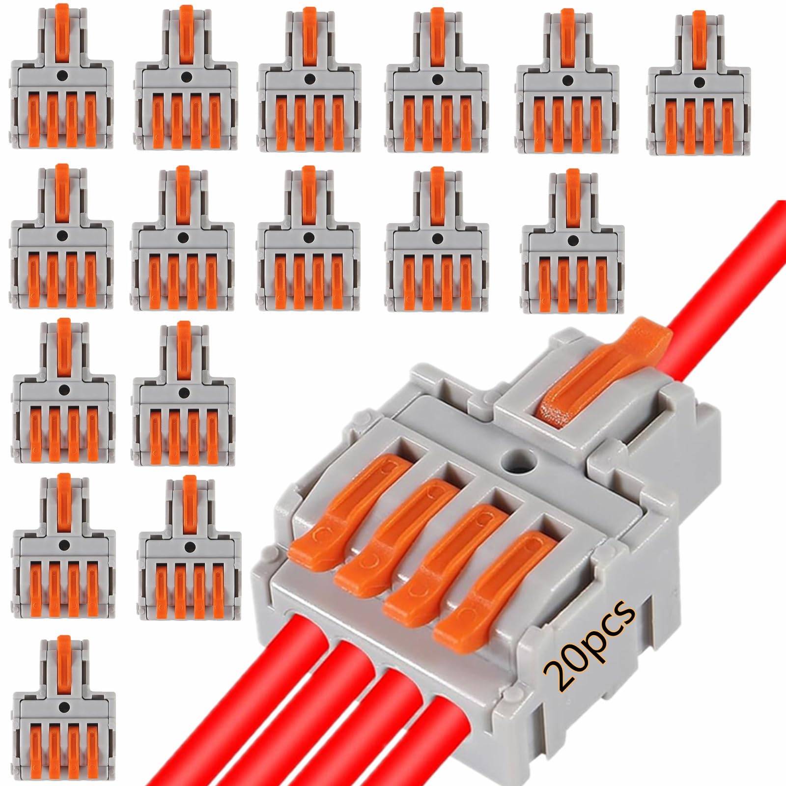 Snapklik.com : 20pcs Lever Wire Connectors, 1 In 4 Out Connectors For ...