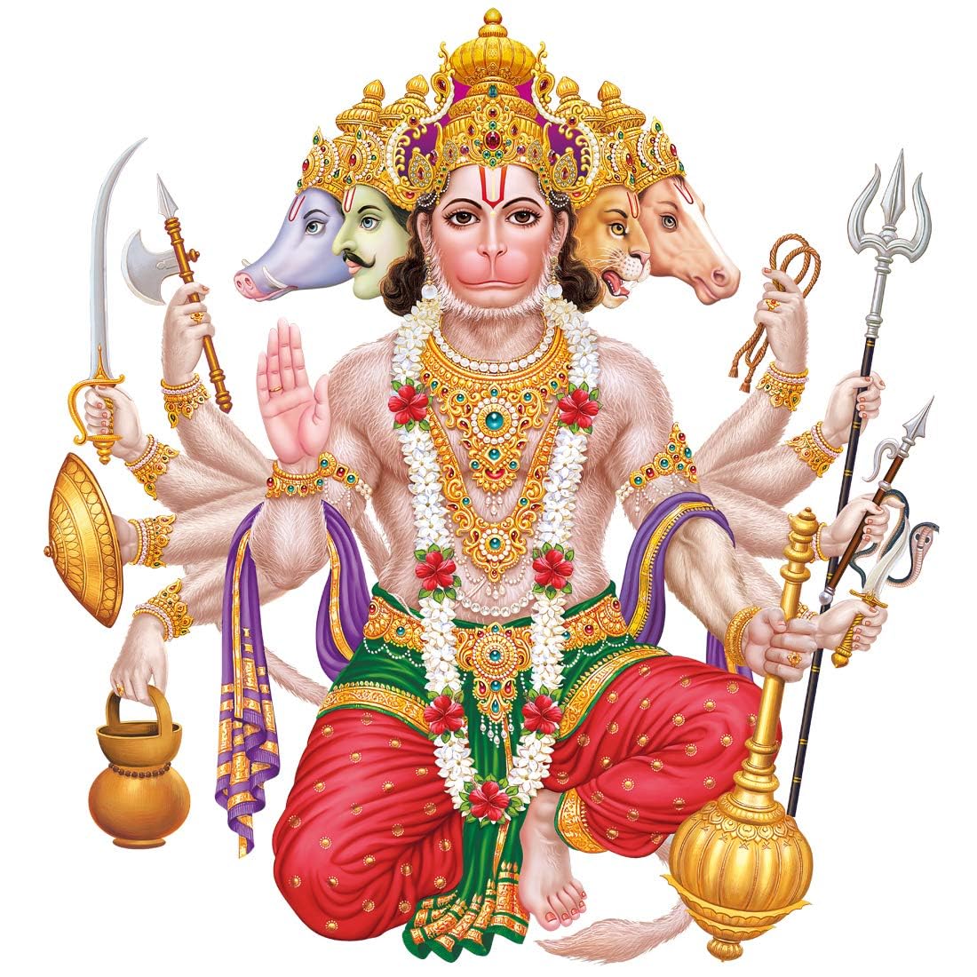 CreativeEdge Panchmukhi Hanuman Wall Sticker PVC Vinyl Decorative Wall ...