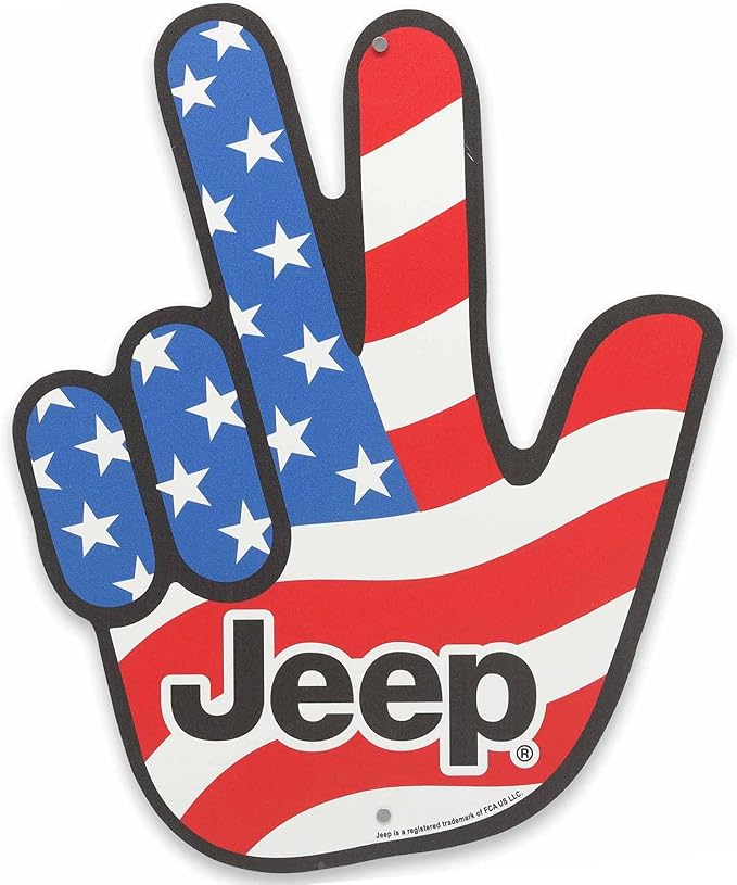 Amazon.com: Jeep Peace Hand Stars and Stripes Metal Sign - Fun ...