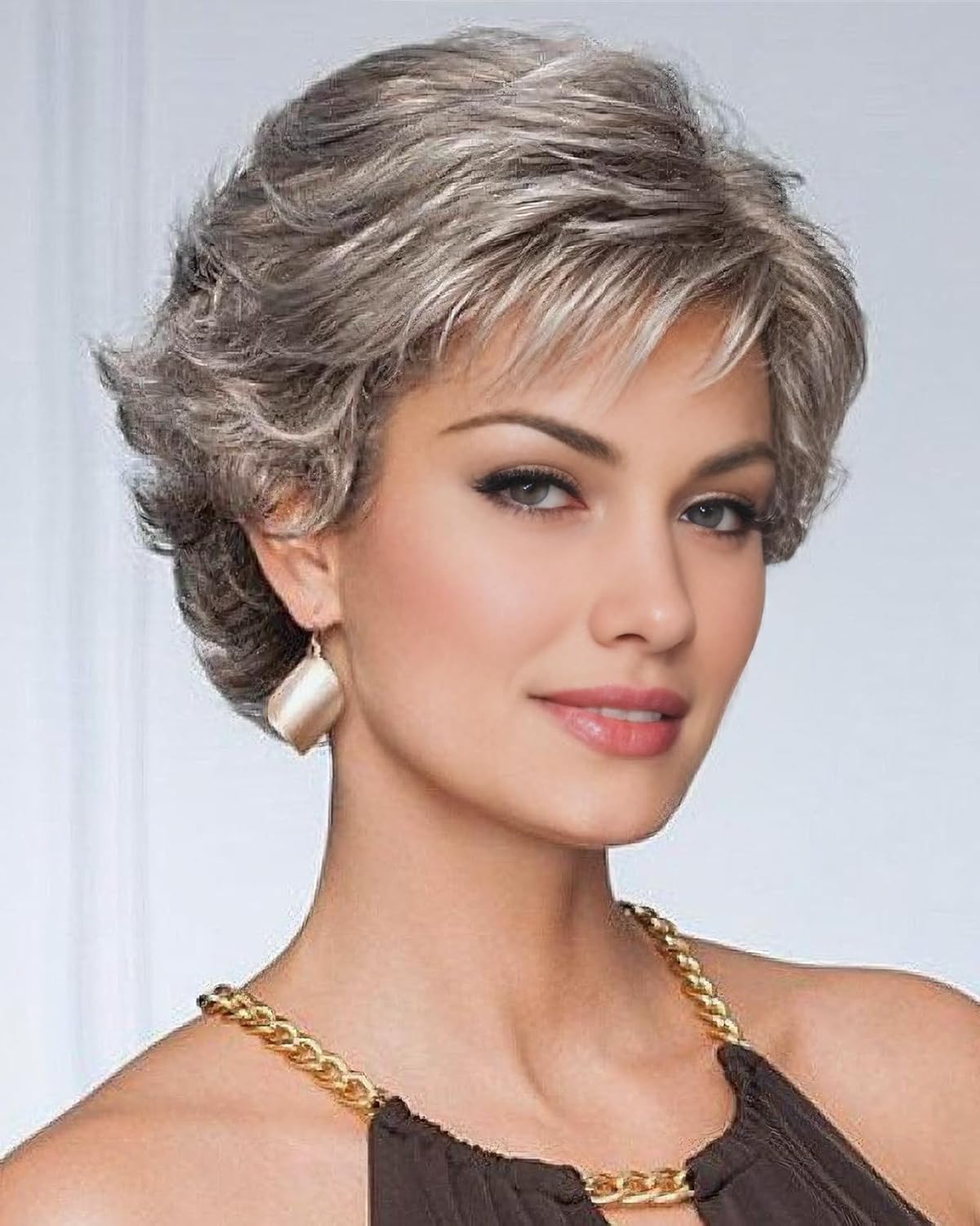 Amazon.com : SEVENCOLORS Short Gray Wigs for Women Mixed Grey Pixie Cut ...