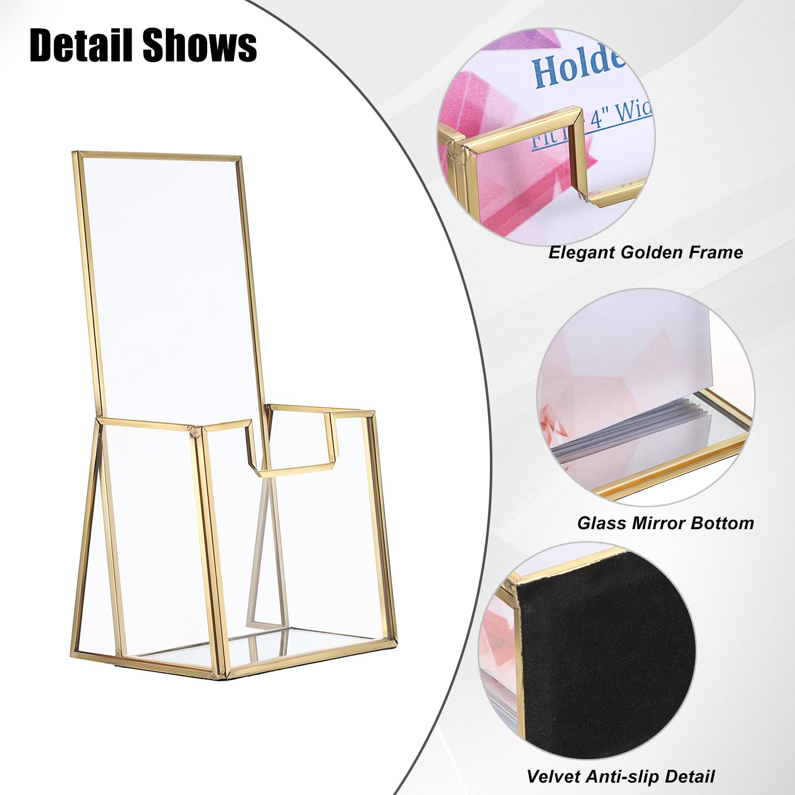 Snapklik.com : Golden Glass Brochure Holder For 4" Wide Trifold ...