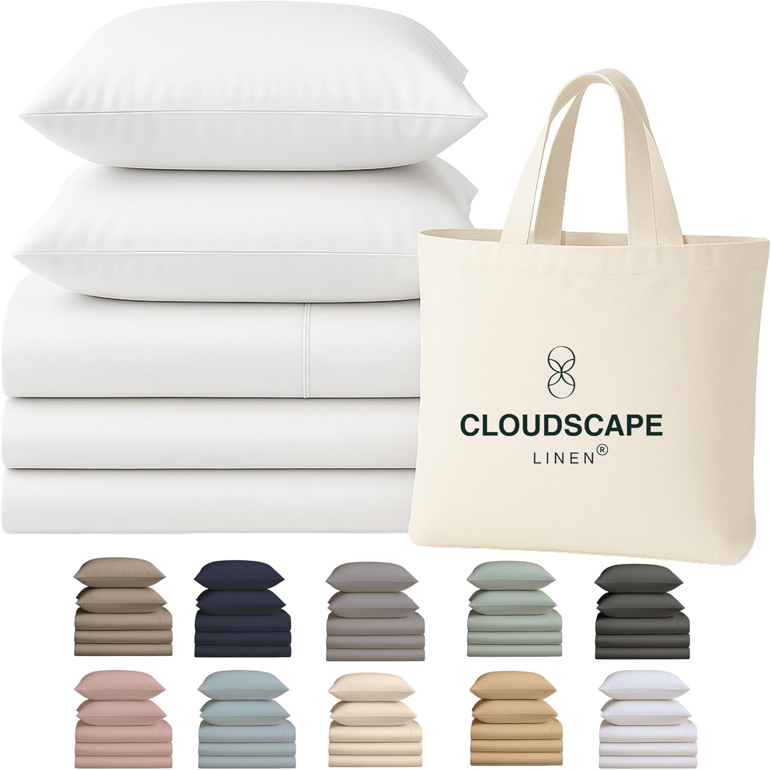 Amazon.com: CLOUDSCAPE LINEN 100% Egyptian Cotton Split King Sheet Set for Adjustable Bed, 5 Pcs ...