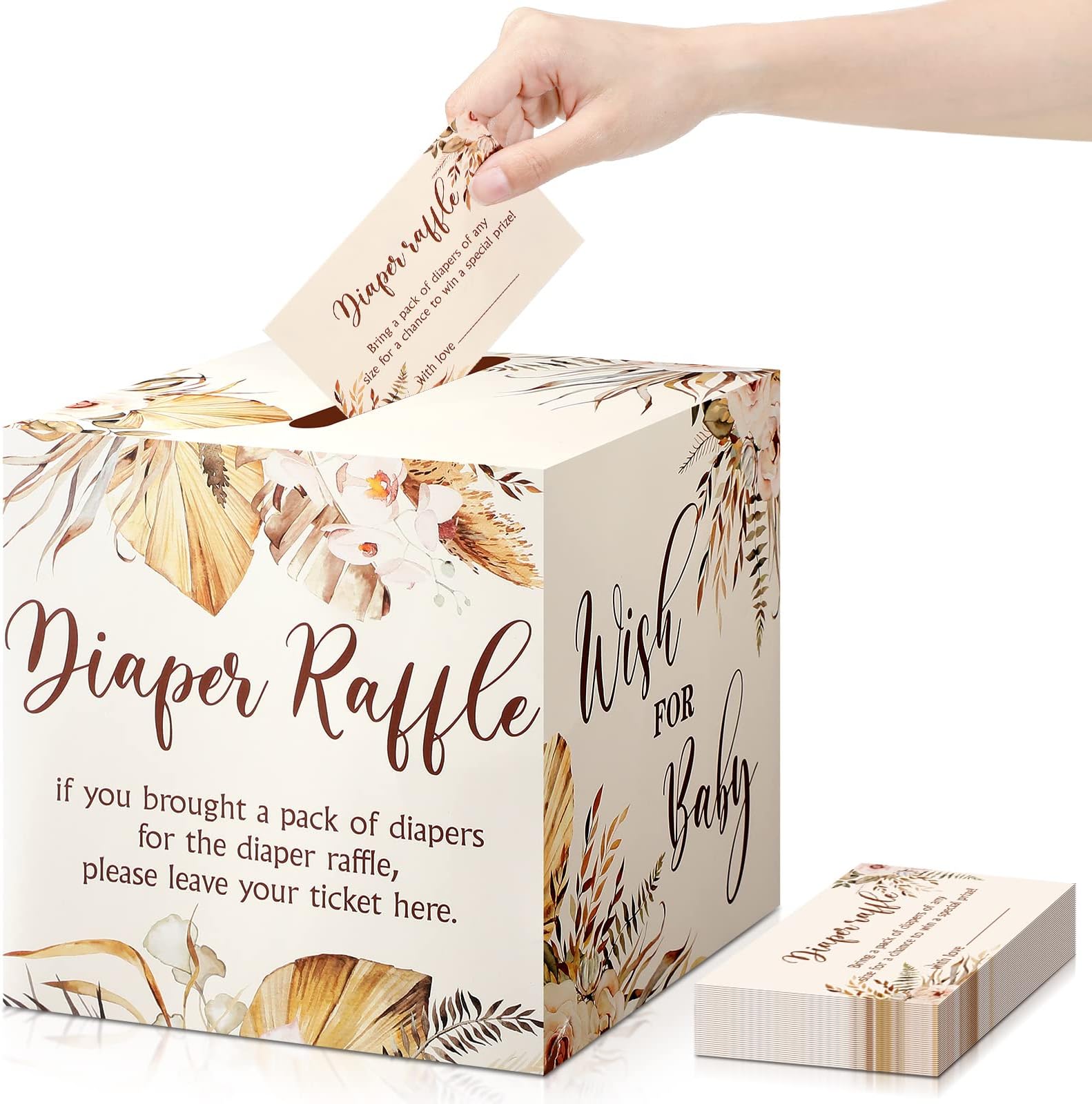 Amazon.com : Teling 51 Pcs Boho Floral Diaper Raffle Tickets with Box ...