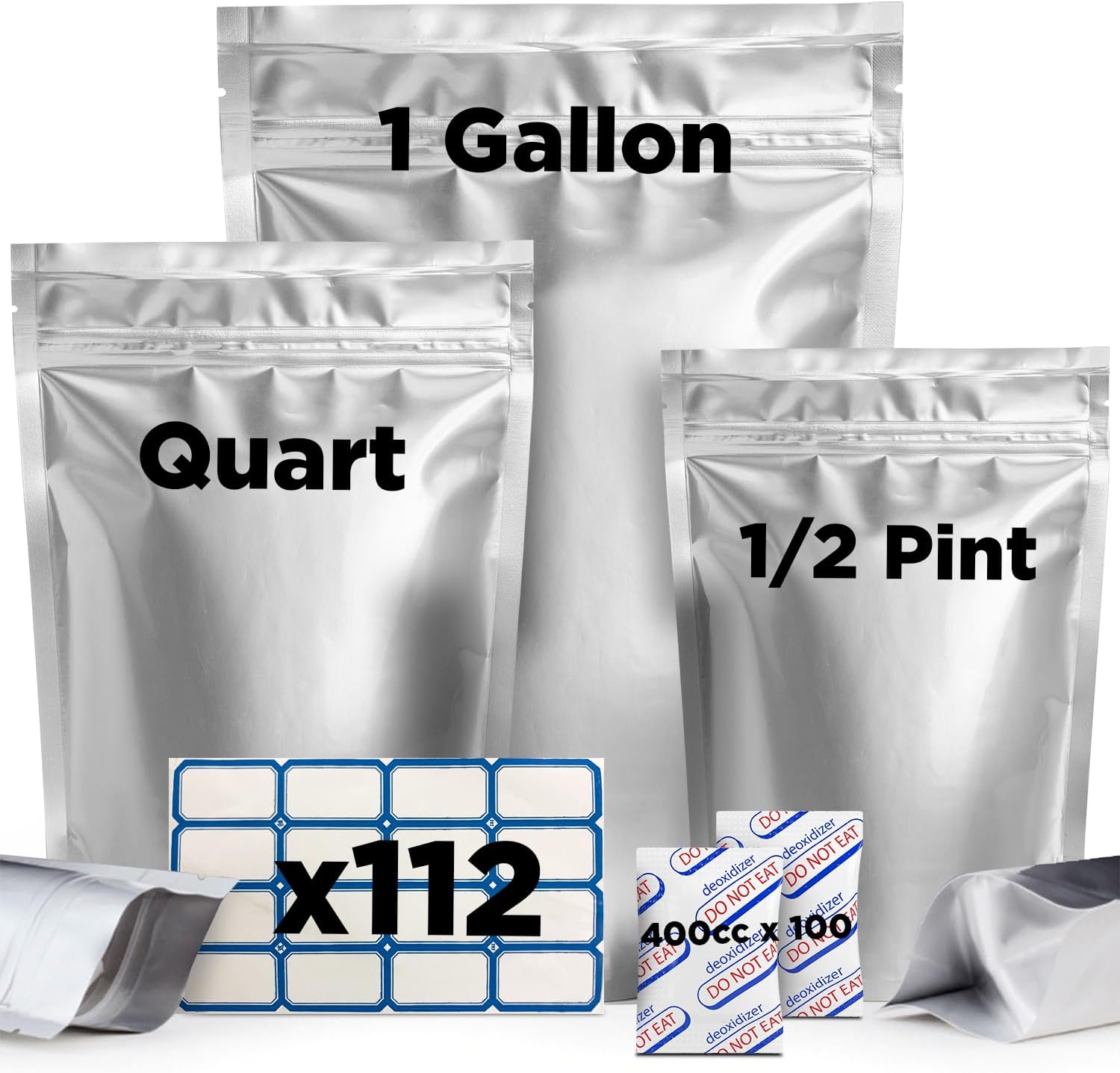 Amazon.com: 50 Mylar Bags for Food Storage - 0.5 and 1 Gallon Mylar ...