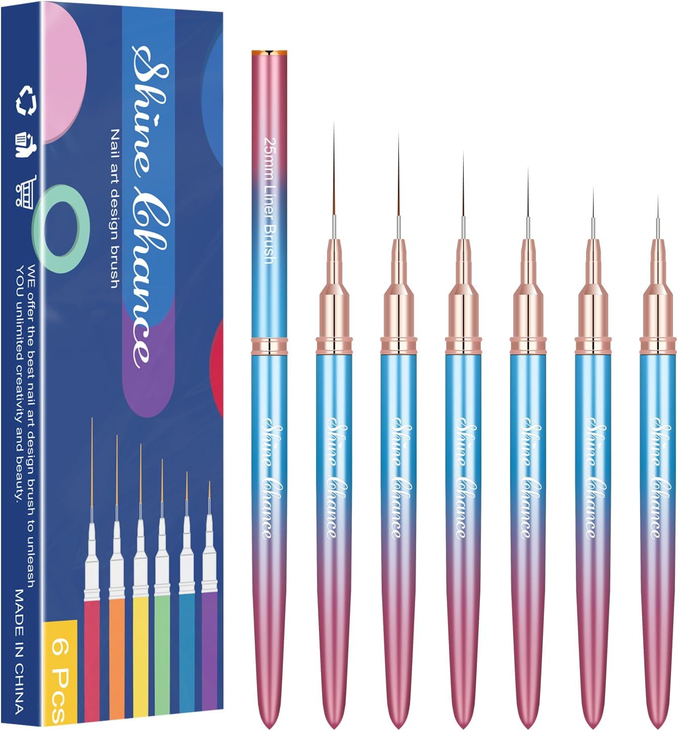 Amazon.com : 5Pcs Nail Art Liner Brushes,Liner Brush For Nails Gel,Fine ...