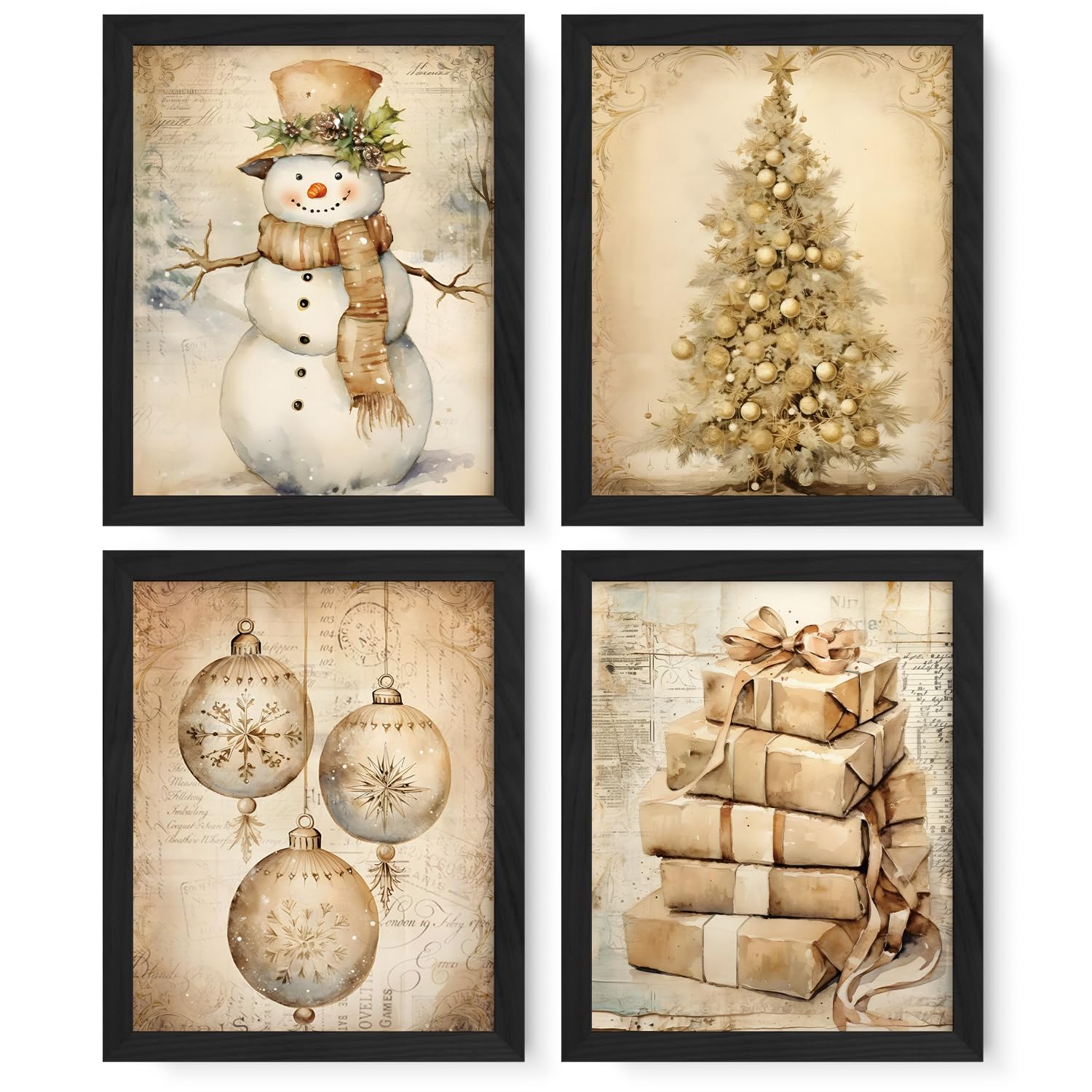 Amazon.com: JXREQ Vintage Christmas Wall Decor, Christmas Prints 8x10 ...