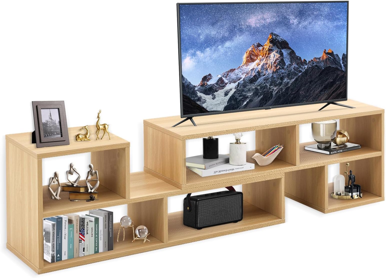 Amazon.com: Recaceik Cube Bookshelf 2 Shelf Bookcase L-Shaped TV ...