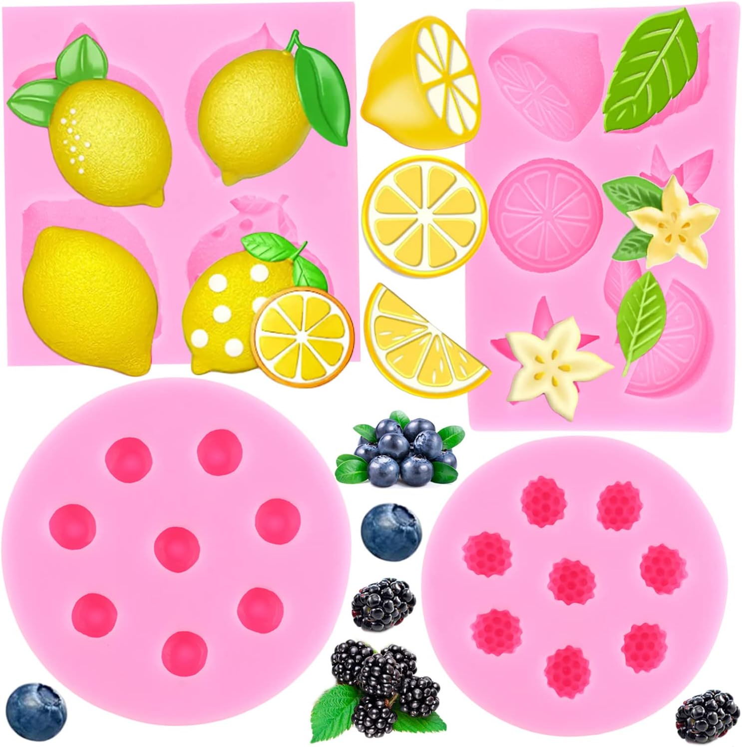 Amazon.com: RFGHAC Lemon Fondant Molds Blueberry Raspberry Silicone ...