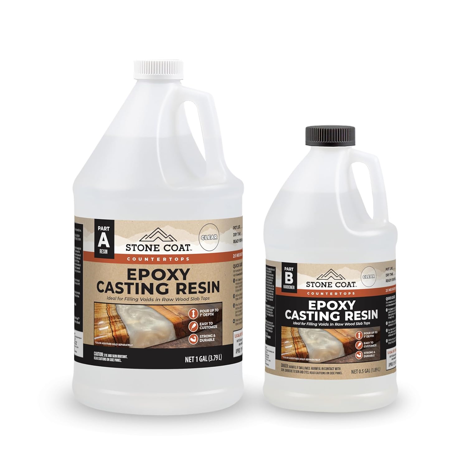 Stone Coat Countertops Casting Resin Kit 1.5 Gal (1 Gal Part A + 0.5 Gal Part B) For Deep Pour ...