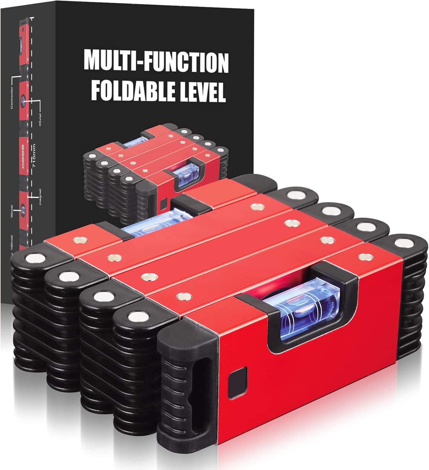 Foldable Level, ROMELUCE Level Tool, 28 Inch 5 Sections Measuring Tool ...