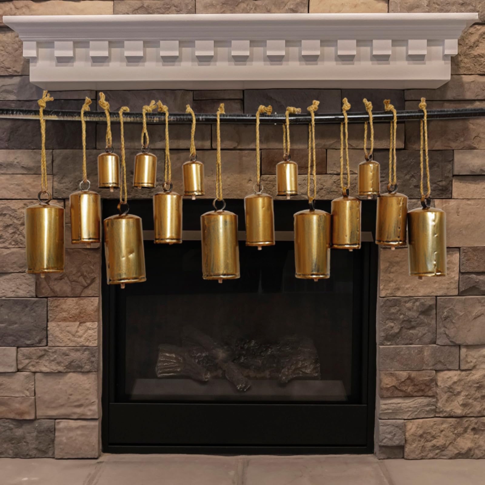 Zonon Set of 15 Harmony Cow Bells Jumbo Rustic Handmade Bells on Jute ...